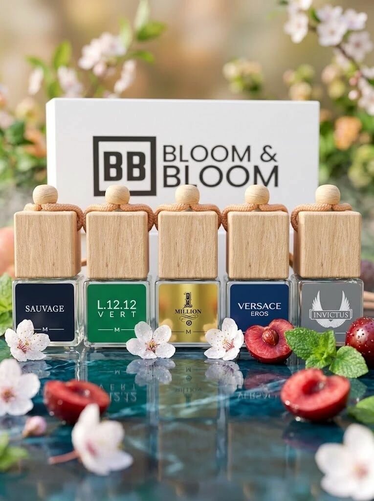 BLOOM & BLOOM Ароматизатор автомобильный, Invictus,1 million, Sauvage, Lacoste Vert, Versace Eros, 7.5 мл