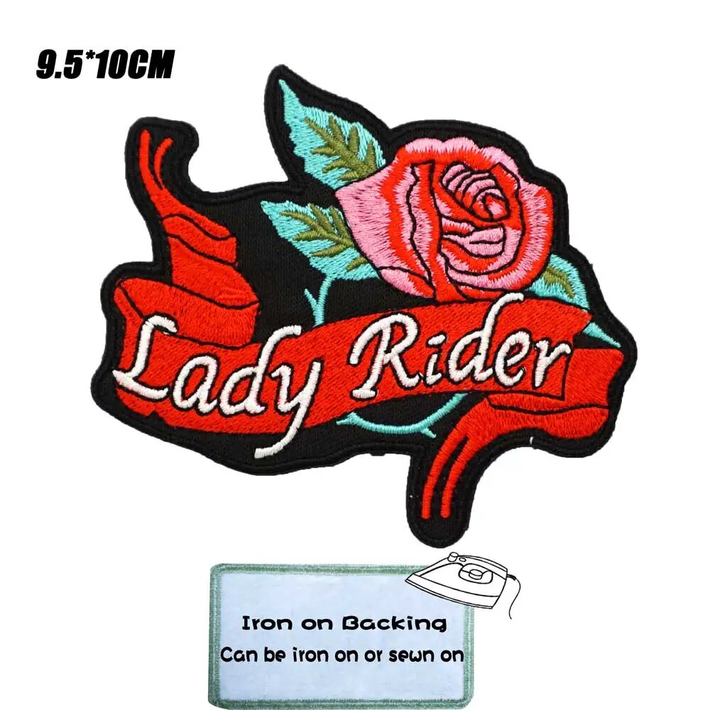 Вышитая нашивка Lady Rider, BA150-3, iron on