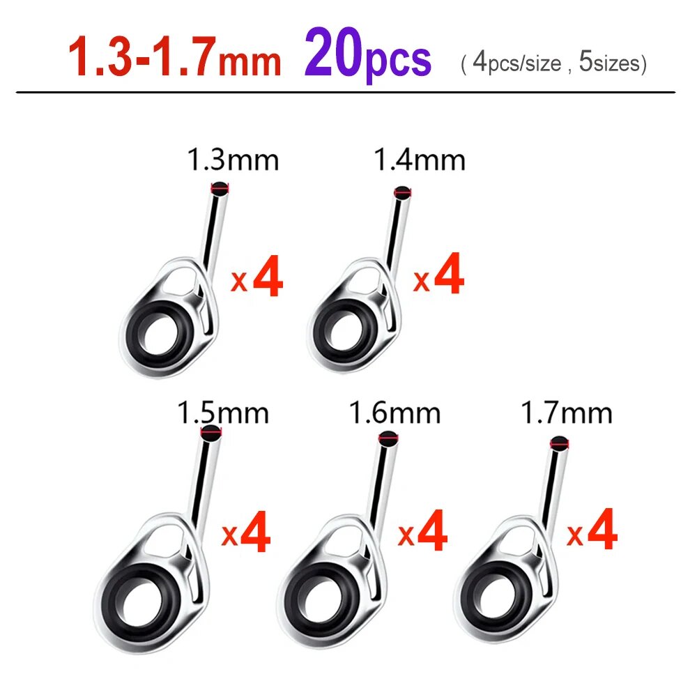 Направляющие кольца для удочек 1.3-1.7mm, 20шт