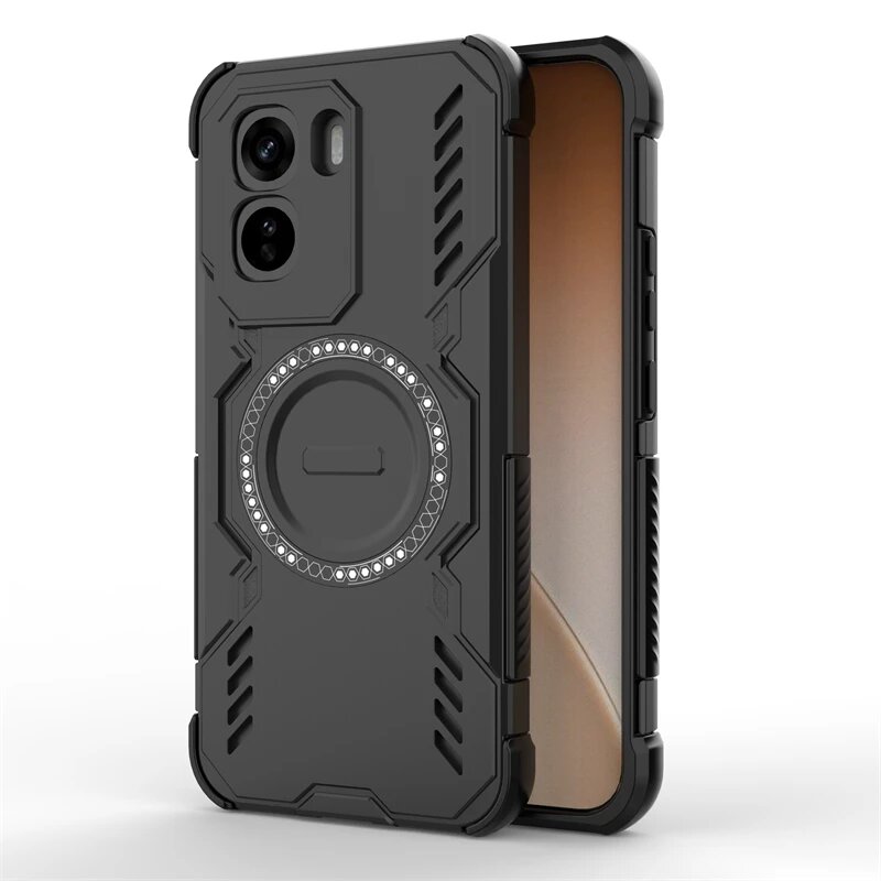 Чехол для Vivo iQOO Z11, противоударный, с магнитной адсорбцией, Черный, Black, Vivo iQOO Z11 Global