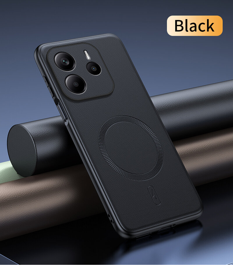 Чехол для Redmi Note 14 5G / Редми Ноут 14 5Г Роскошная кожа, MagSafe, антиударный