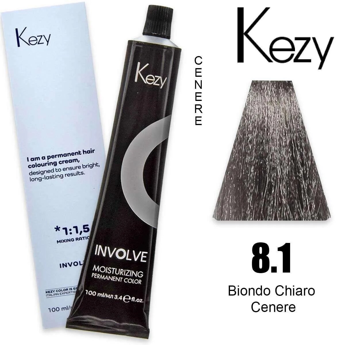 KEZY Стойкая крем-краска светлый блондин пепельный 8.1 INVOLVE, 100 мл