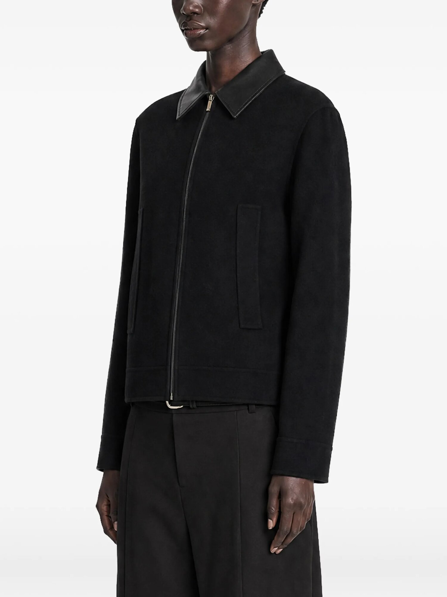 Куртка Max Mara Leather-trim zip-up jacket, размер 40 — фото 1