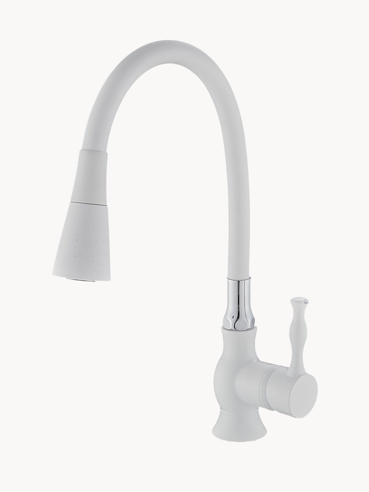 Смеситель для кухни Potato P5888-7 кран на кухню с гибким изливом, 2 режима струи, белый