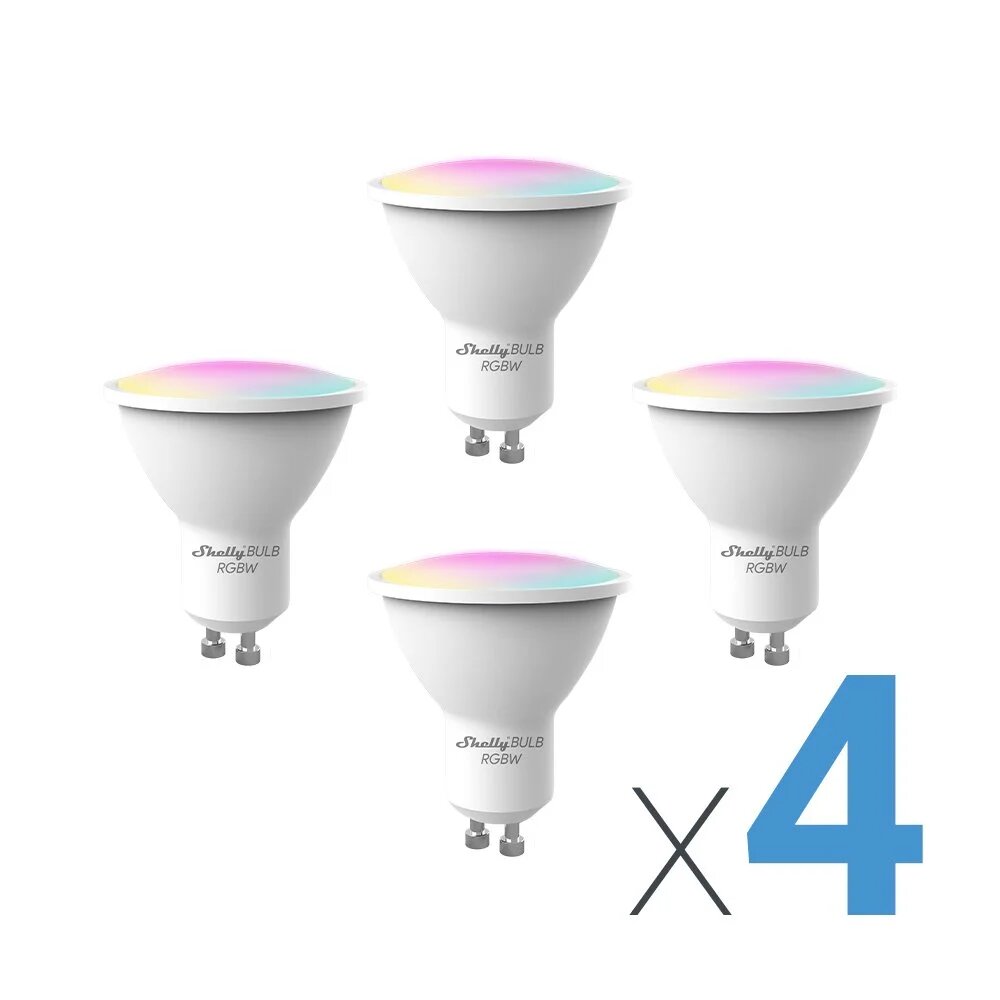 Shelly DUO GU10 RGBW смарт-лампа 5Вт Wi-Fi RGBW x 4