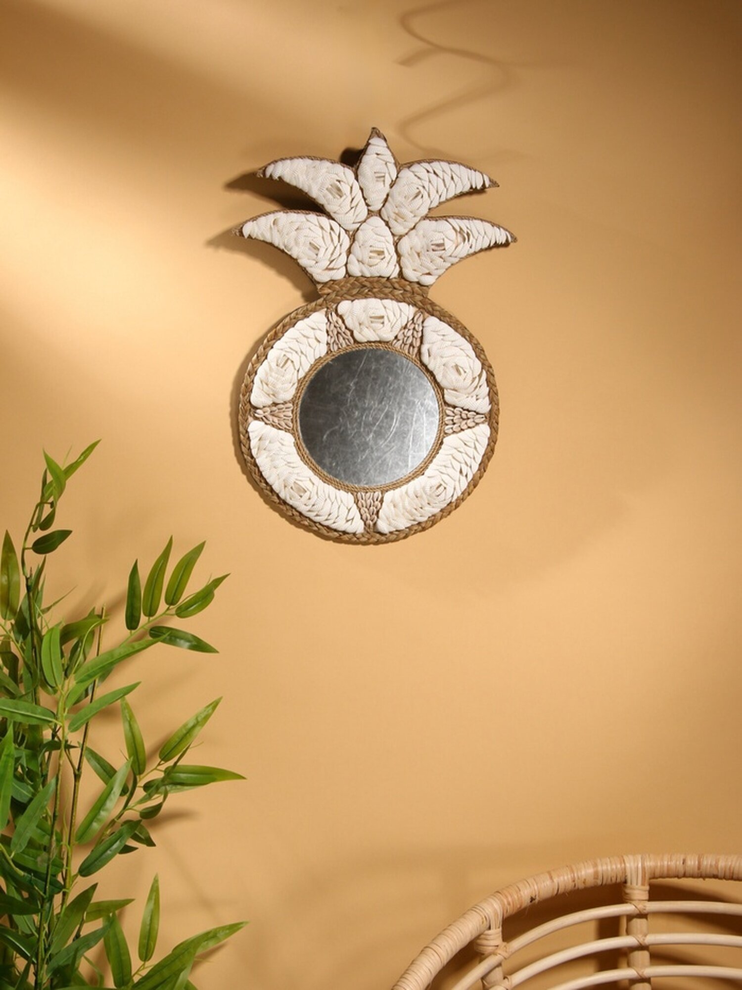 Зеркало Сима-ленд, настенное, круглое, коричнево-белое, 32x50 см