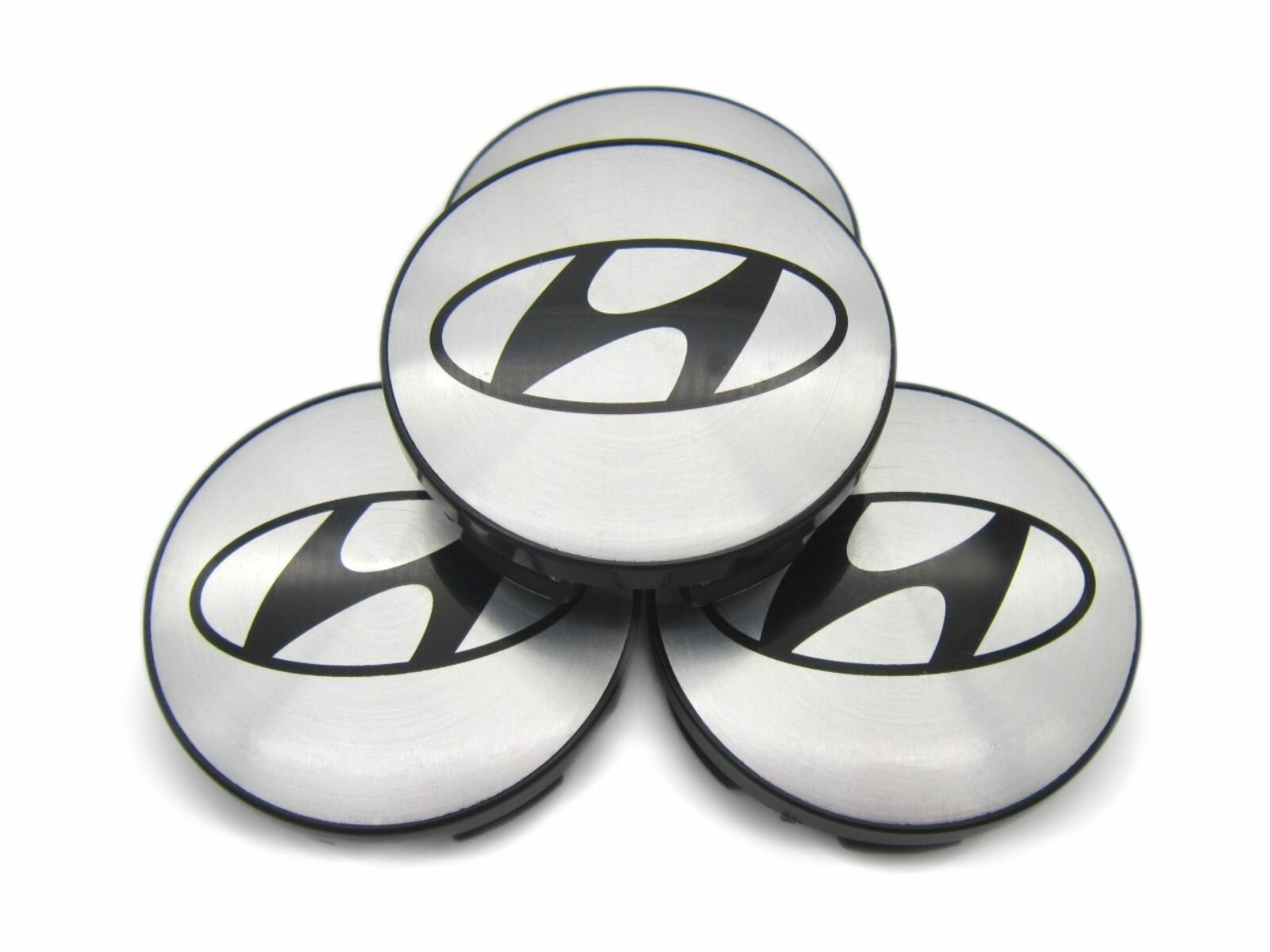 Колпачки, заглушки на литые диски СКАД Hyundai chrome black logo 56/51/12 мм, комплект 4 шт.