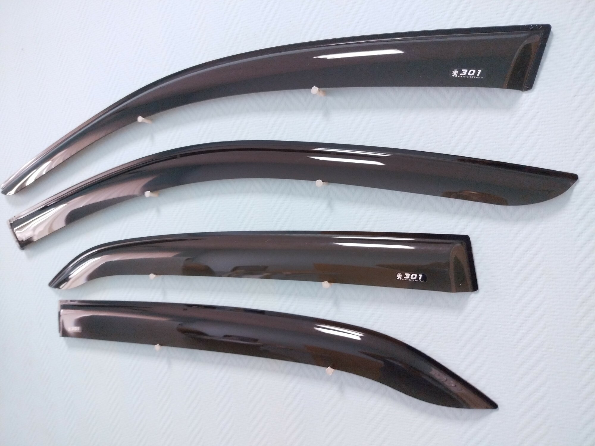 Дефлекторы окон Peugeot 301 с 2013 по 2021, седан, к-т 4 шт, скотч 3M