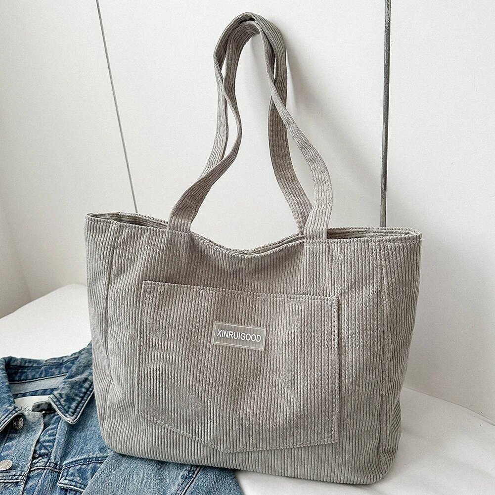 Сумка для женщин -вельветовые тота с карманами, light grey, SKU01029