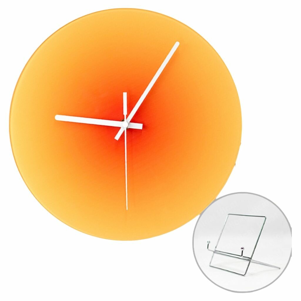 Колокол,12-дюймовые креативные декоративные часы 'Солнечный закат' из стекла с подставкой - LIN20147A оранжевая подставка