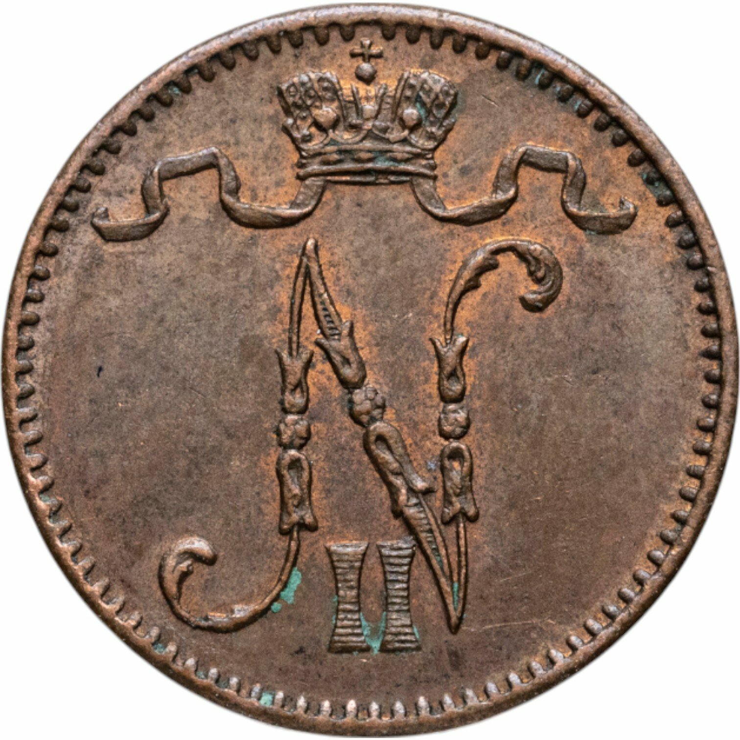 1 пенни penni 1914 Российская Финляндия, Медь, в сохранности UNC