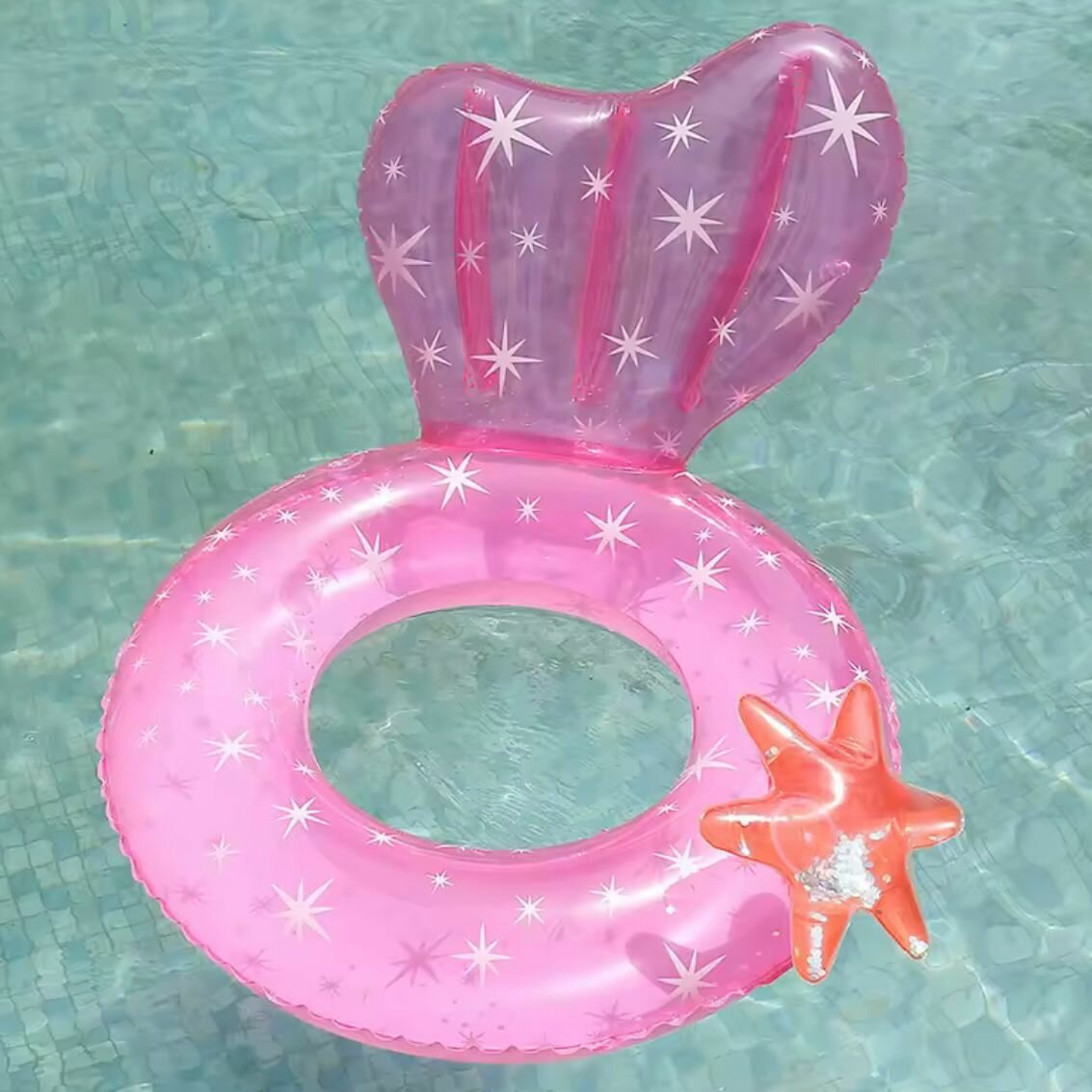 Надувной плавательный круг с хвостиком, розовый, 90 см