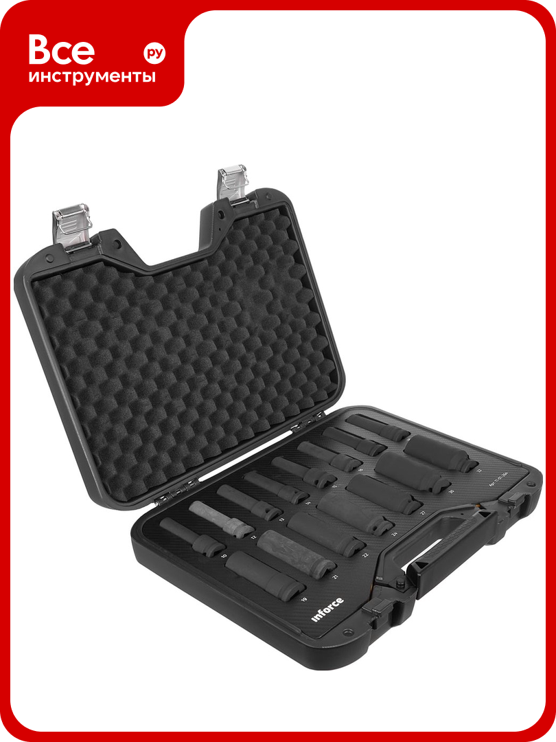 Набор торцевых ударных удлиненных головок Inforce (1/2"; 10-32 мм) 11-01-264, ударных гайковертов