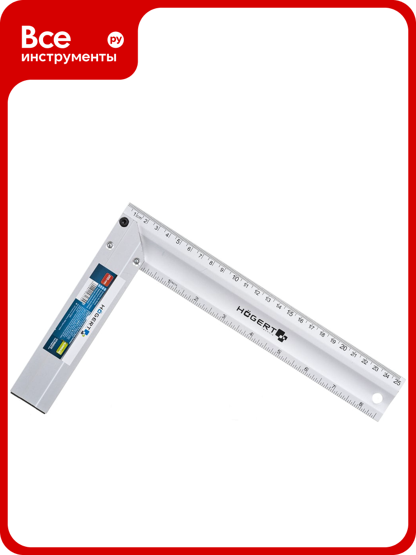 Столярный алюминиевый угольник HOEGERT TECHNIKм 250x190, для точной разметки