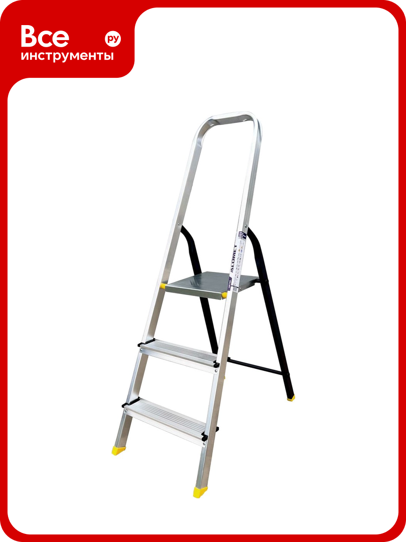Комбинированная усиленная стремянка Алюмет 3 ступени Серия АМS7803, 5 мм, из высокопрочного