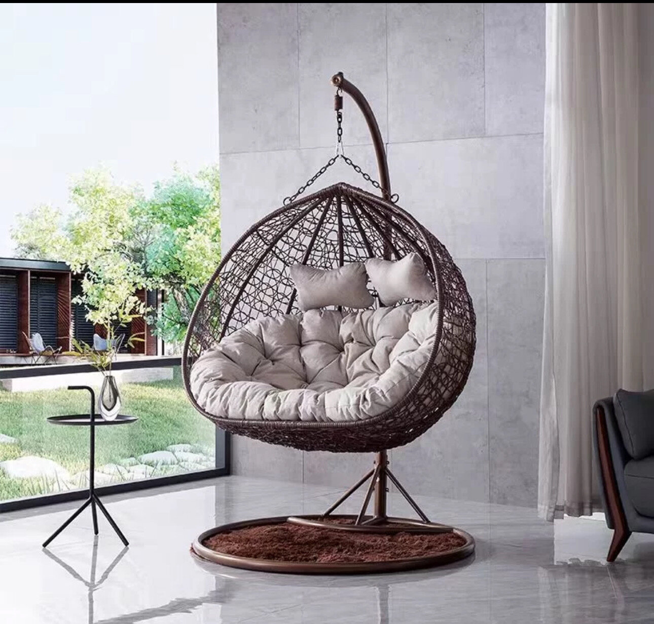 Подвесное кресло качели из искусственного ротанга