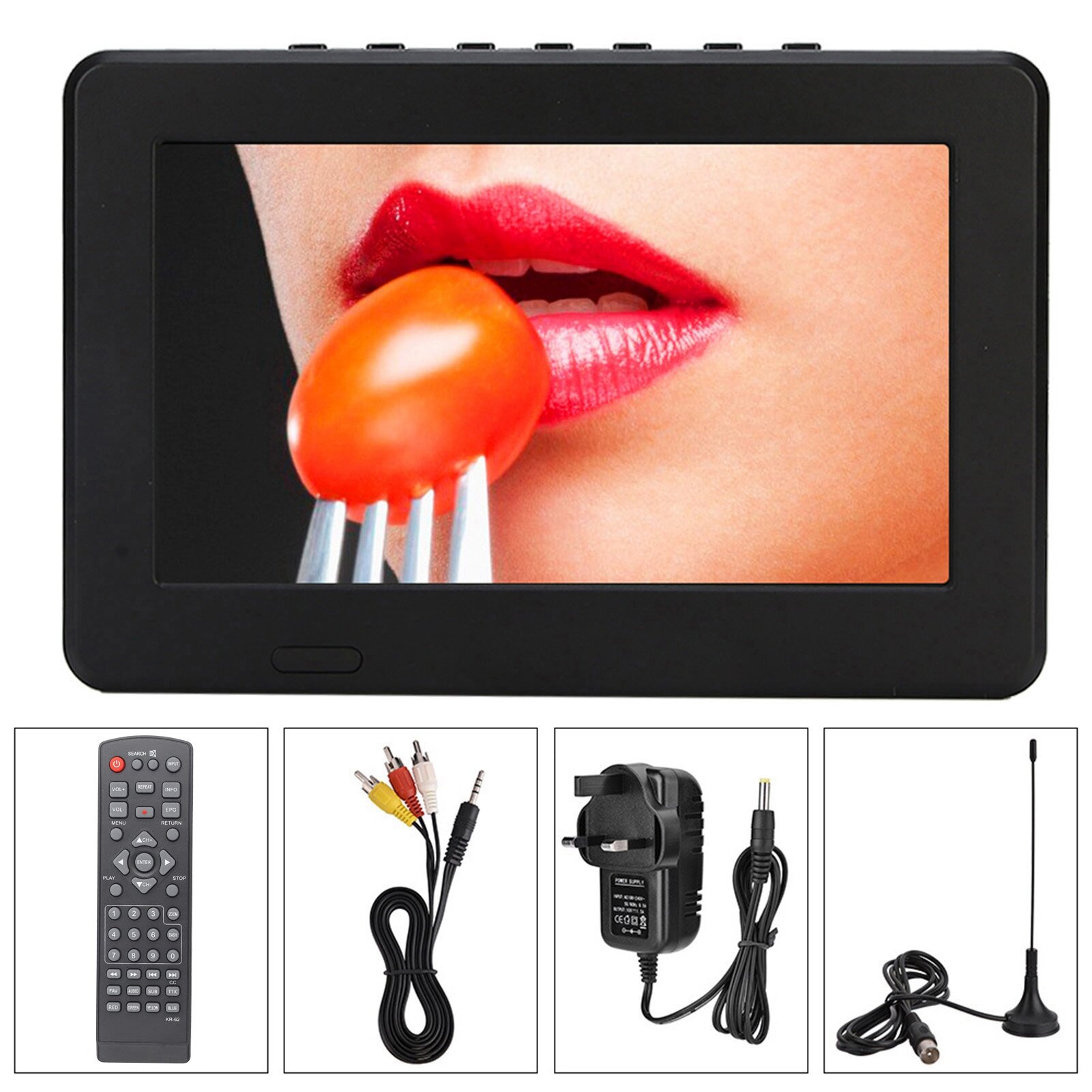 16:9 Portable TFTLED HD Digital Analog Color TV Television Player (7")