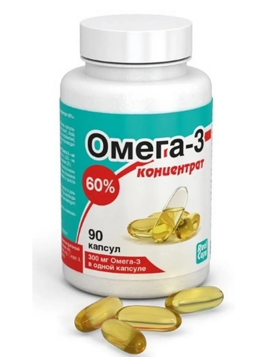 Омега 3 RealCaps, 60%, 90 капс, профилактика сердечно-сосудистой системы