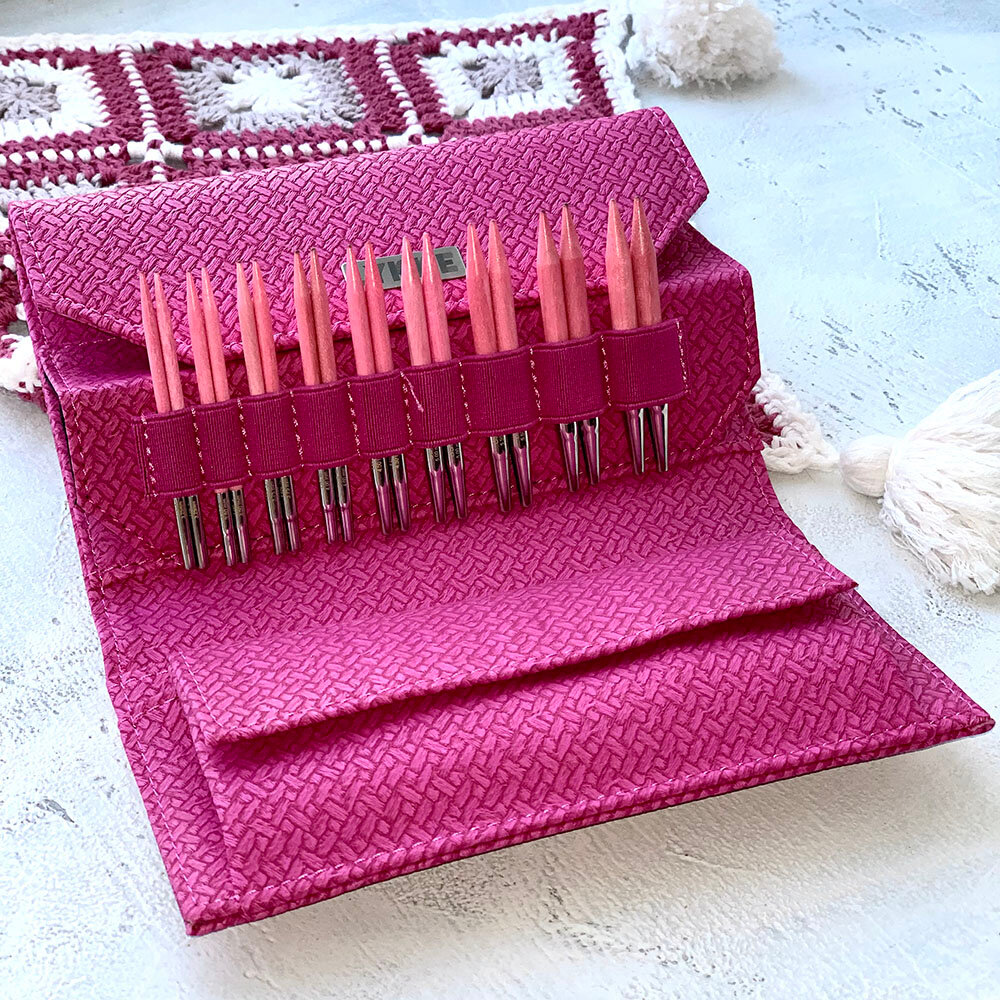 Lykke Blush Magenda Набор съемных спиц 7 см, 9 пар, Дерево, Кожаный чехол