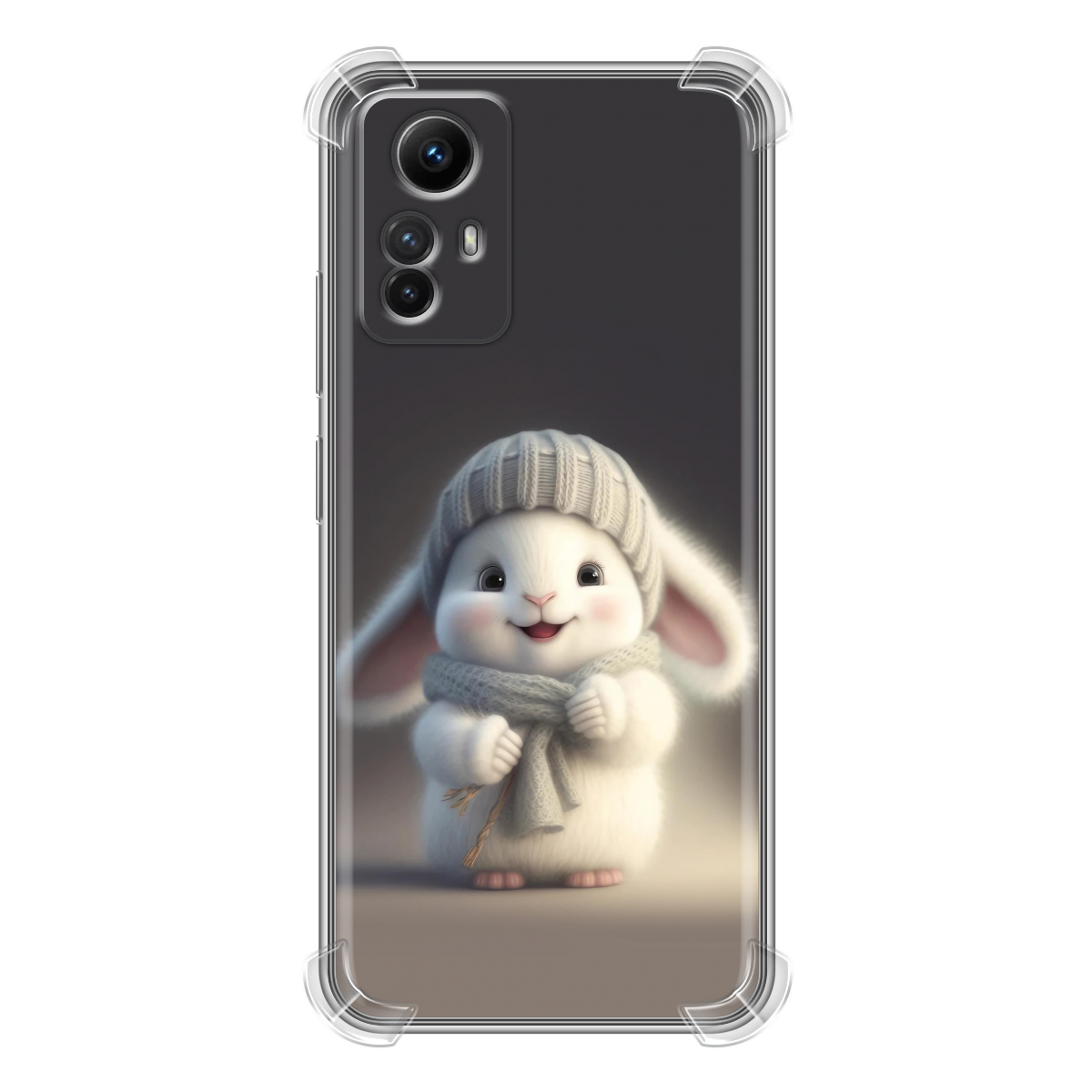 Чехол для Xiaomi Redmi Note 12S 4G с принтом для детей с милым зайчиком в смешной шапке (Сяоми Редми Ноут 12С 4G)
