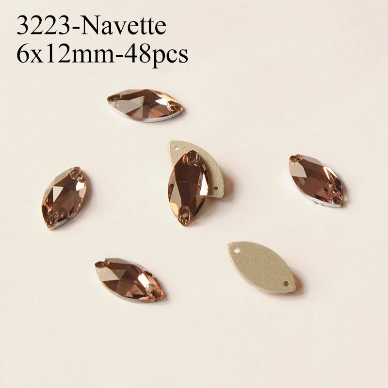 Хрустальные стразы CTPA3bI светлый дымчатый топаз 1440 шт Navette 6X12mm 48pcs