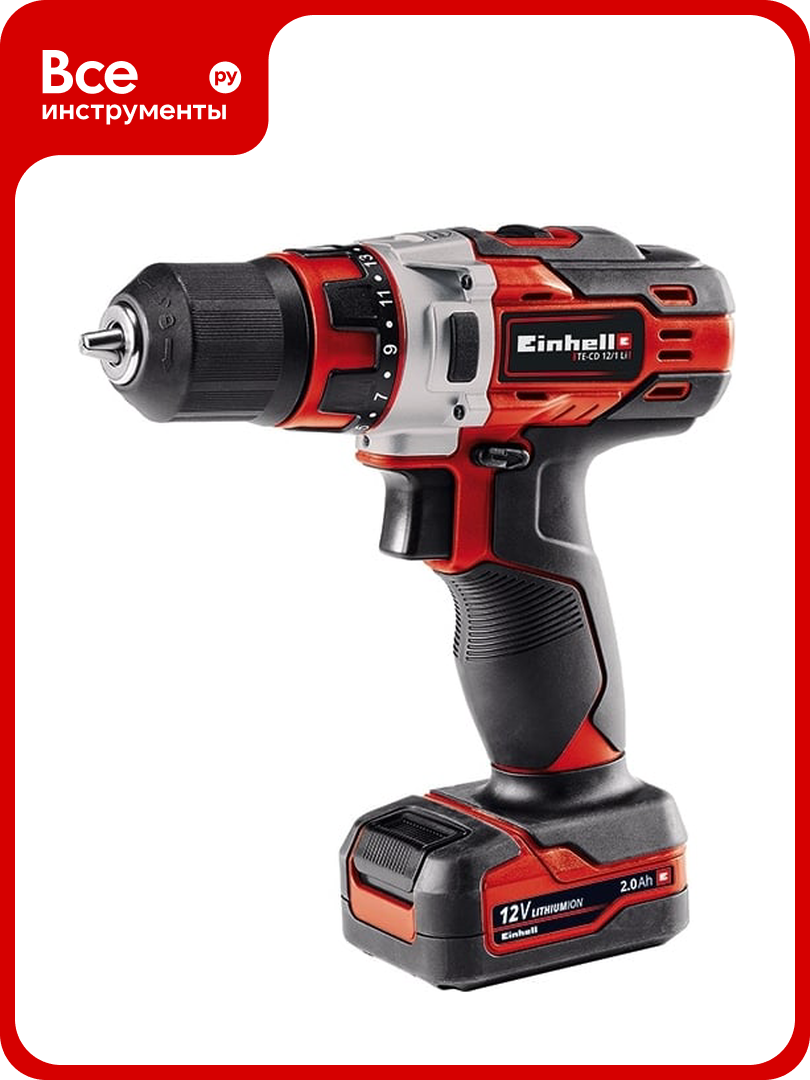 Аккумуляторная дрель-шуруповерт Einhell TE-CD 12/1 Li 4513594, металл