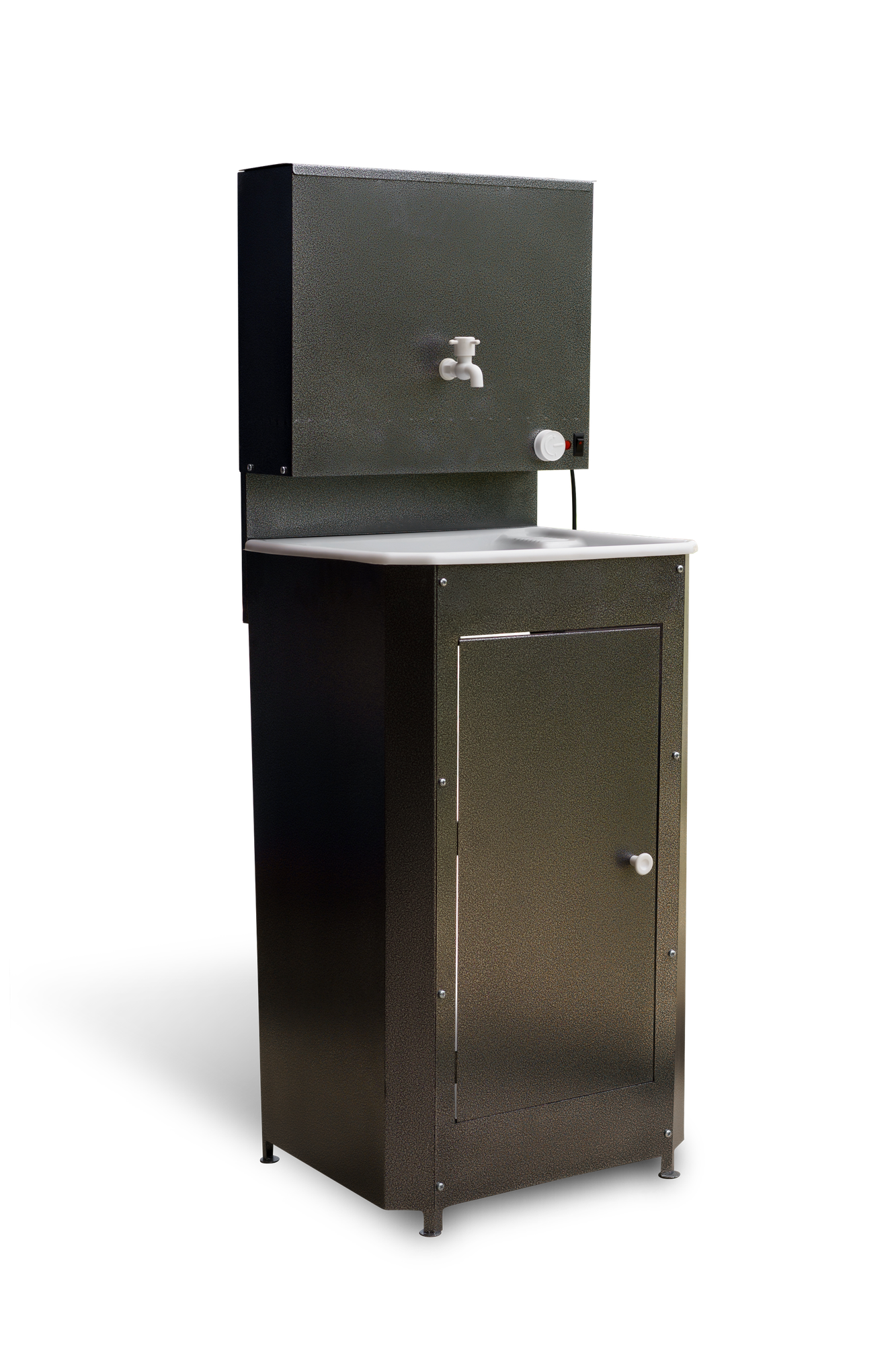 Умывальник фермер 20 л, ЭВН, мойка пластик, тумба металл, бак металл, черный/серебро