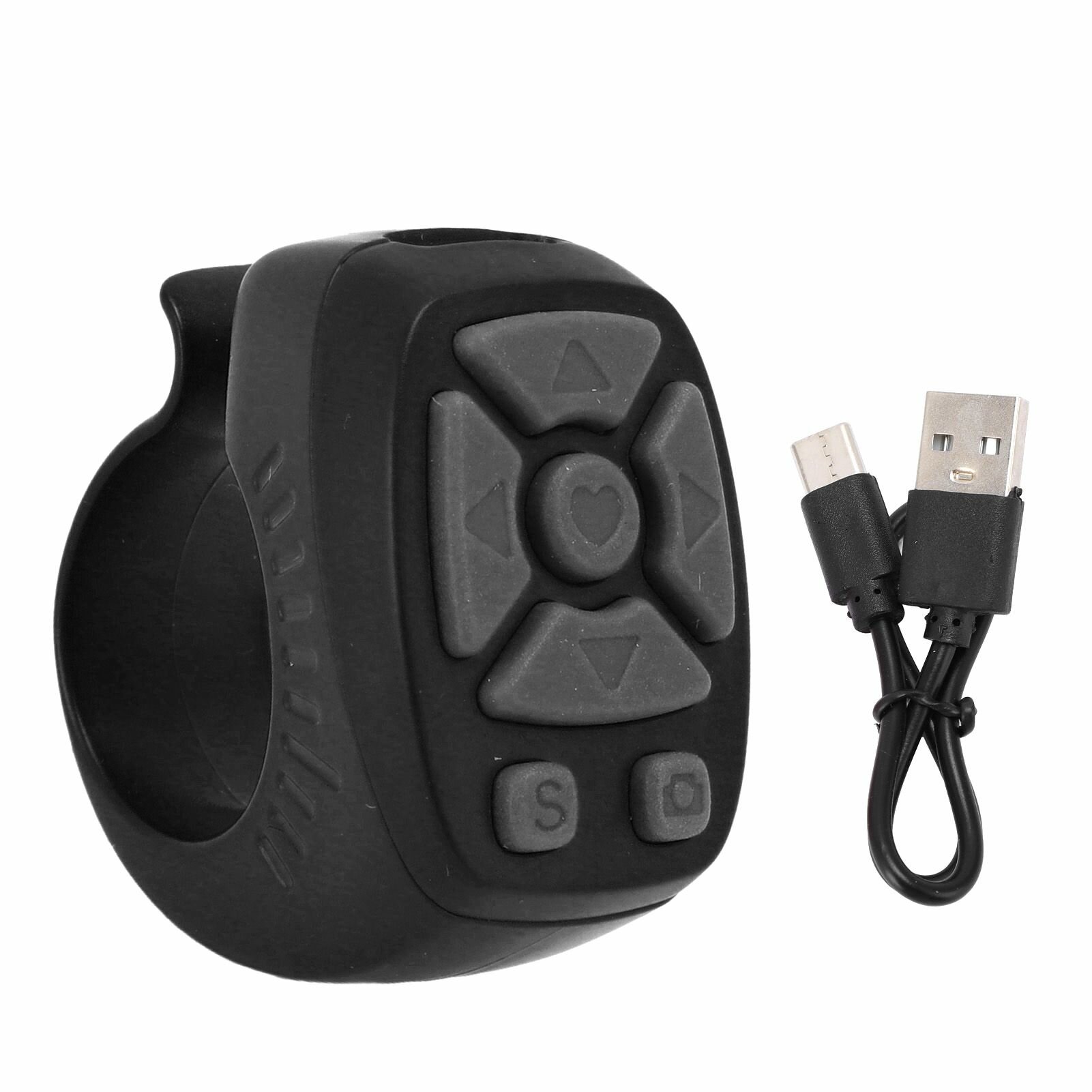 Беспроводной Bluetooth-пульт дистанционного управления с 7-кнопочным кольцом для видеоконтроллера TikTok с прокруткой, черный, компактный дизайн