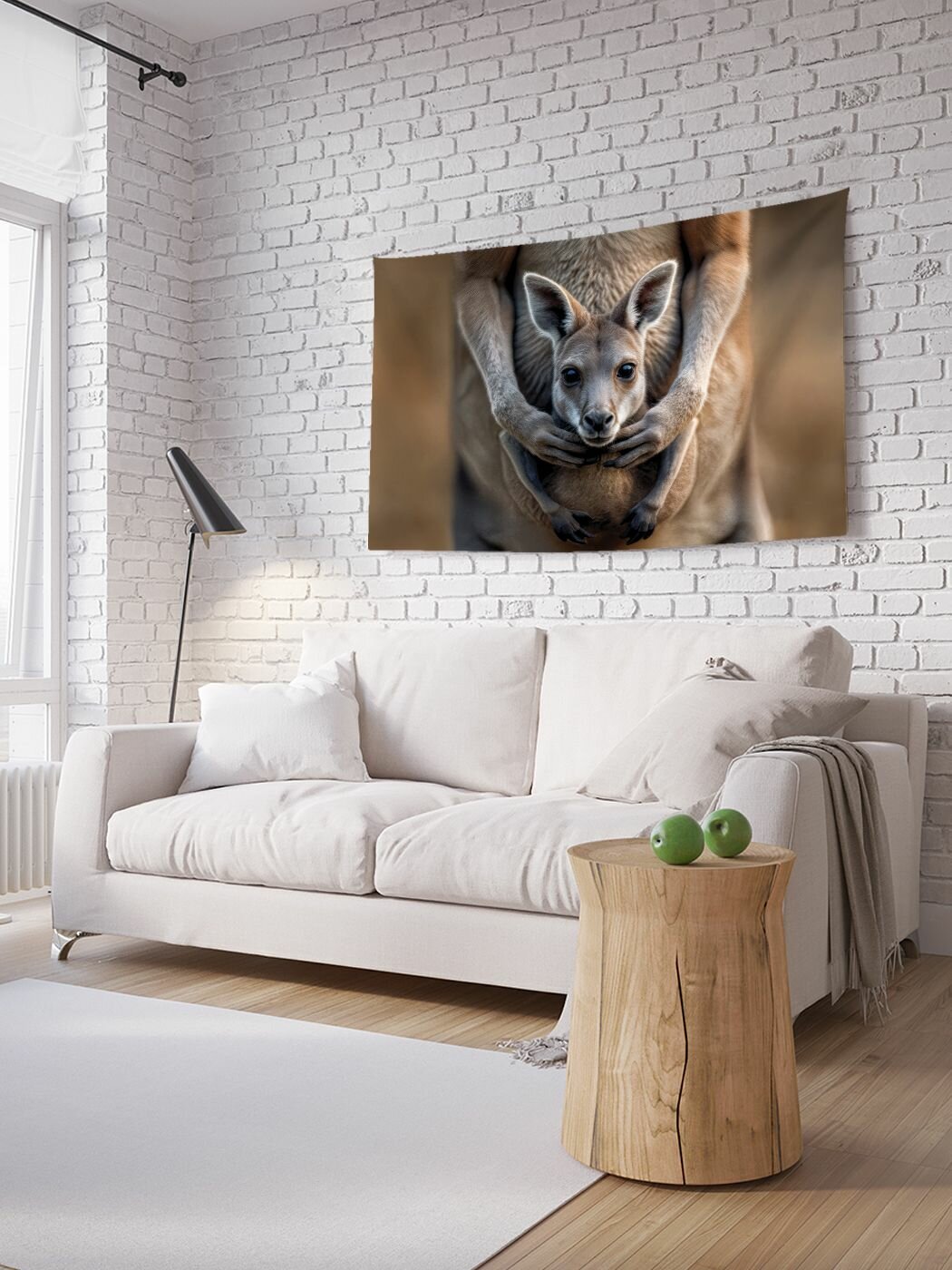 Фотопанно на стену тканевый горизонтальный "Малыш кенгуру", 150х200 см, JoyArty