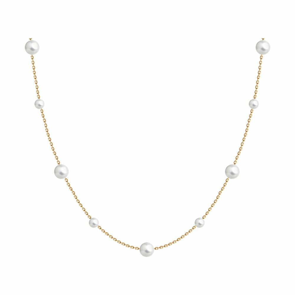 Колье, красное золото, 585 проба, жемчуг пресноводный культивированный