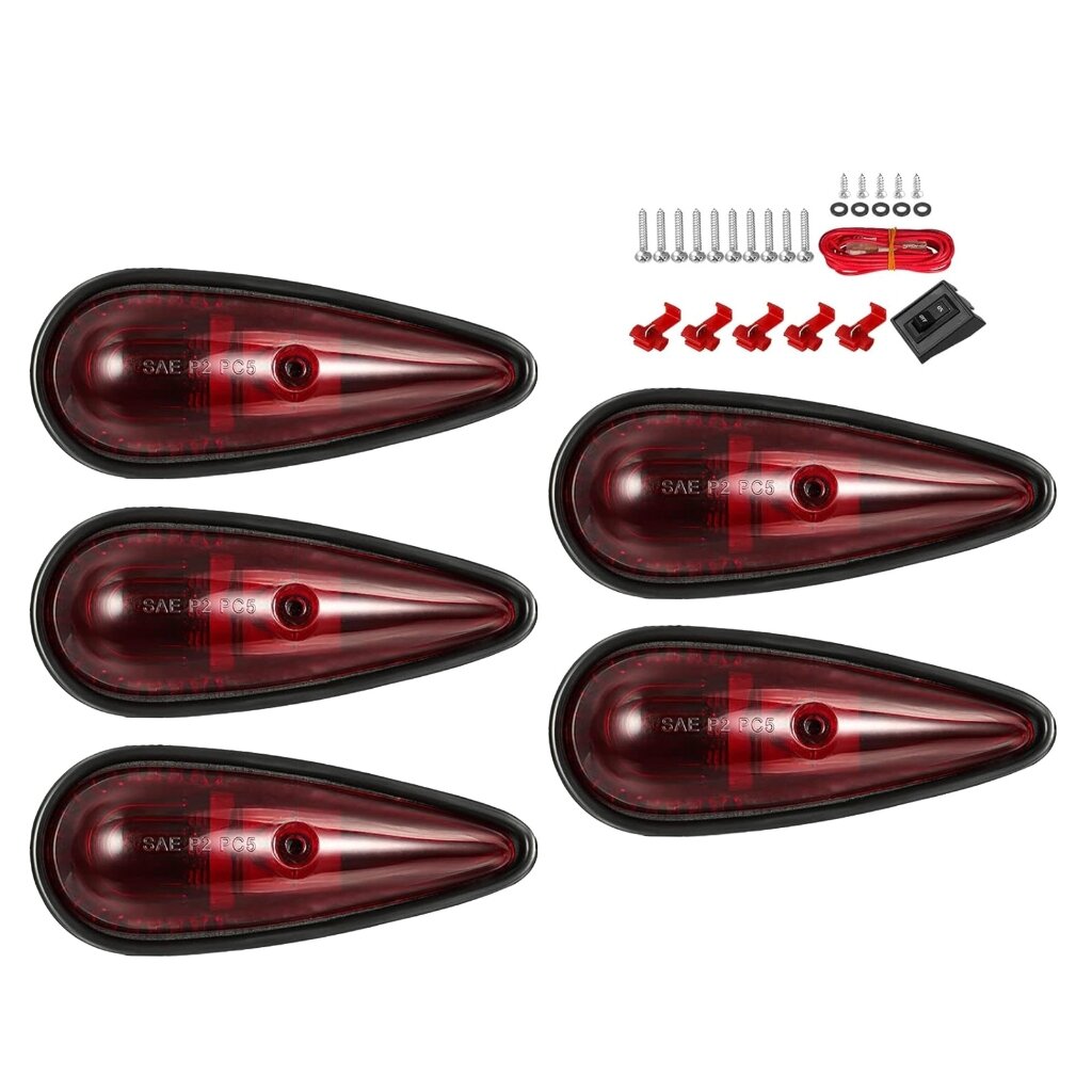 5шт. Габаритные огни на крыше с верхним ходом, Фонари кабины, Каплевидные фонари кабины, Водонепроницаемые габаритные огни кабины грузовика для грузовика