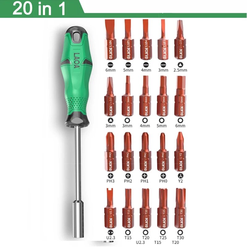 LAOA 1/4 дюйма отвертка с шестигранным хвостовиком 20in1LA615120