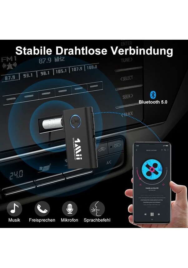 Автомобильный ресивер Miilink LM101 Bluetooth 5.0, громкая связь, микрофон, аккумулятор 280 мА·ч, радиус действия 20 м