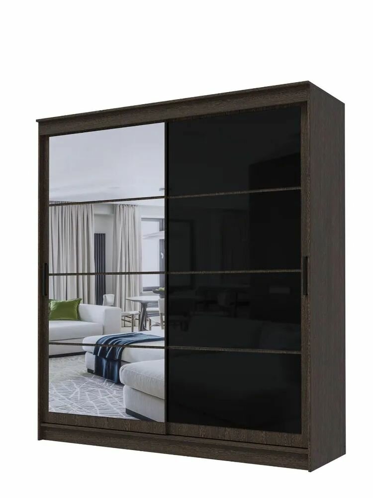 Шкаф-купе гранд ЛДСП 1,6м венге/лакобель с зеркалом