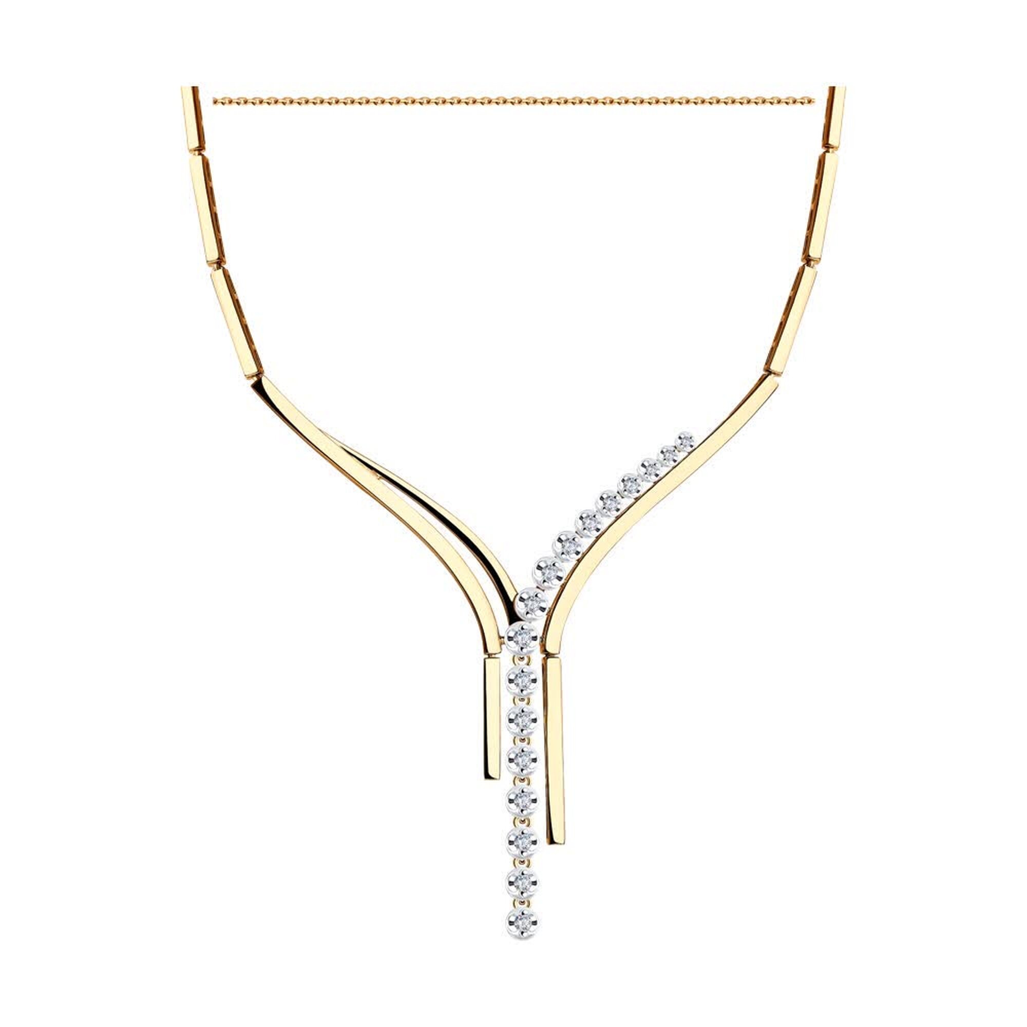 Колье, красное золото, 585 проба, бриллиант