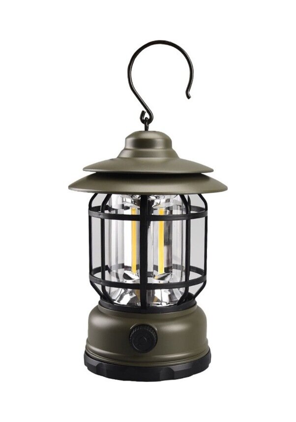 Фонарь для кемпинга: зарядка через USB, регулировка поворота, аккумулятор 1200 мА·ч, зелёный, ретро-фонарь для кемпинга