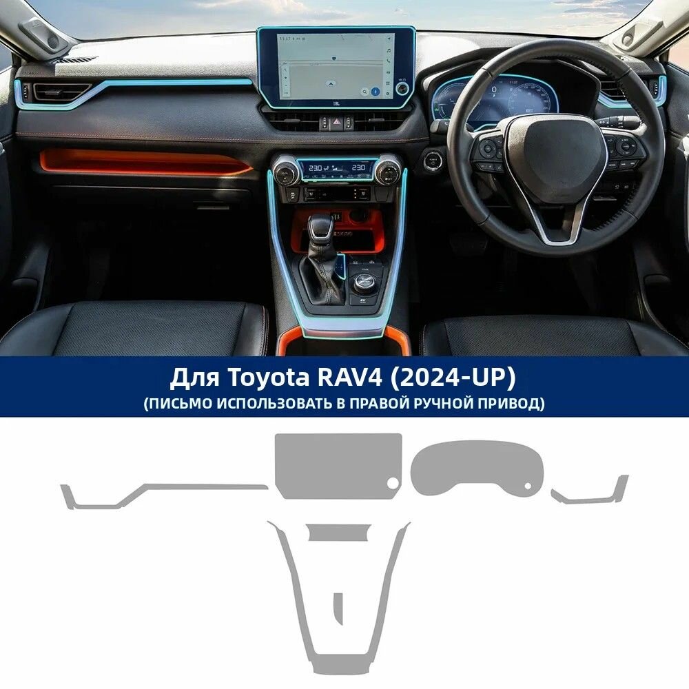 Для TOYOTA RAV4 2024-2025: прозрачная антискользящая ремонтная пленка для центральной консоли (TPU)