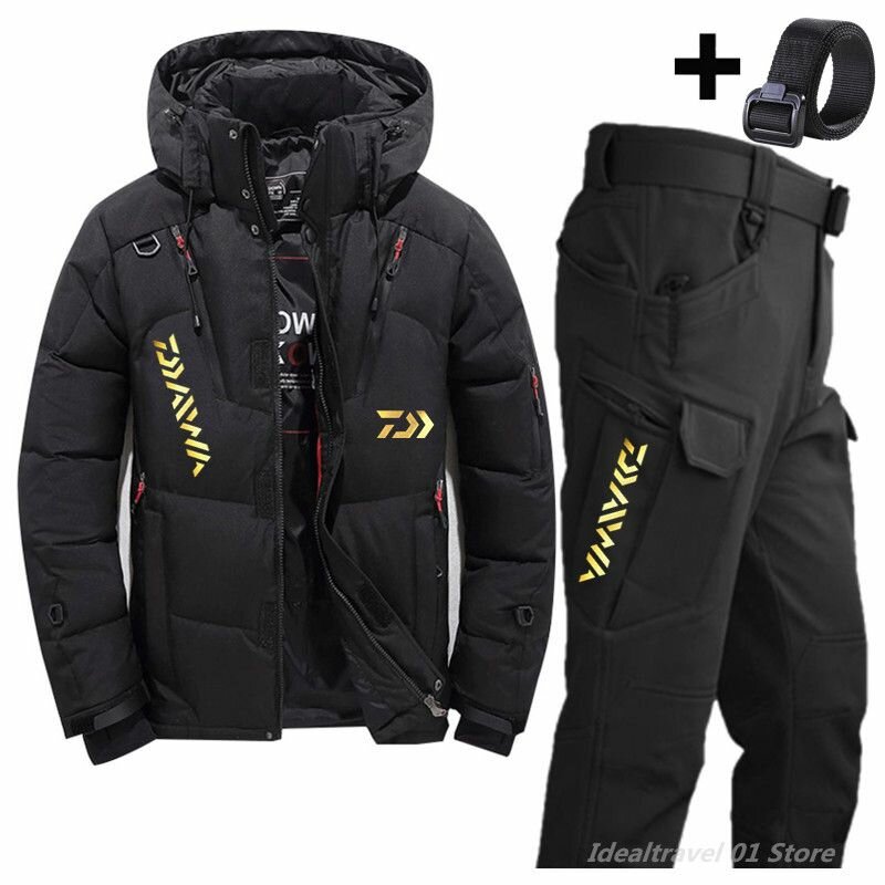 Мужской зимний пуховик для рыбалки Daiwa, утепленные теплые стеганые куртки с капюшоном для улицы