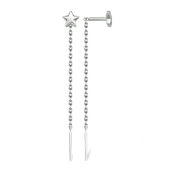 Серьги цепочки, серебро, 925 проба, родирование