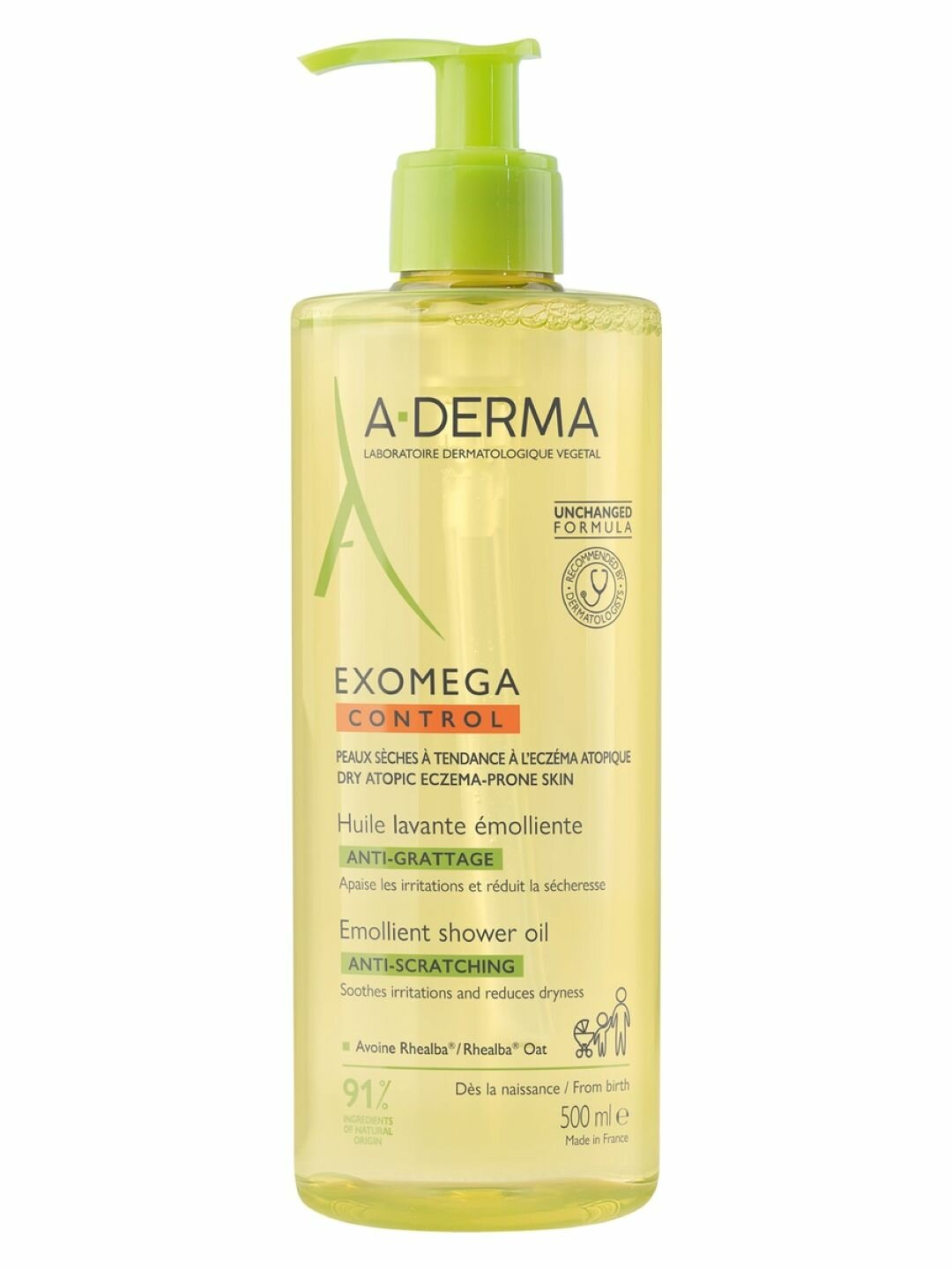 А-дерма экзомега Контрол Смягчающее масло для душа, 500 мл | A-DERMA Exomega Control Emollient Shower Oil