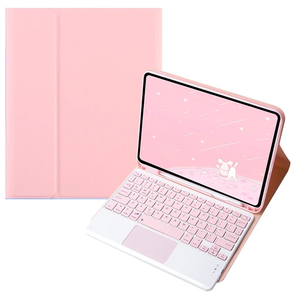 Кожаный чехол с Bluetooth-клавиатурой qukam для Samsung Galaxy Tab A9 Plus French Keyboard, Set 2