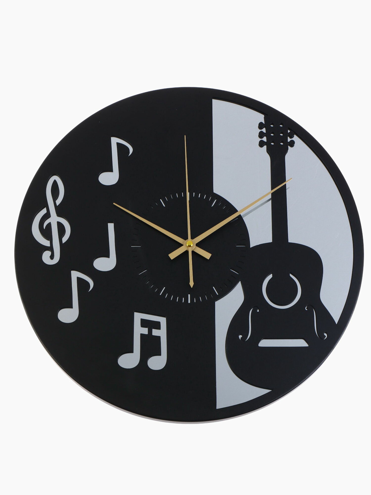 Часы настенные интерьерные "Гитара", бесшумные, плавный ход, d=40 см, металл, зеркало