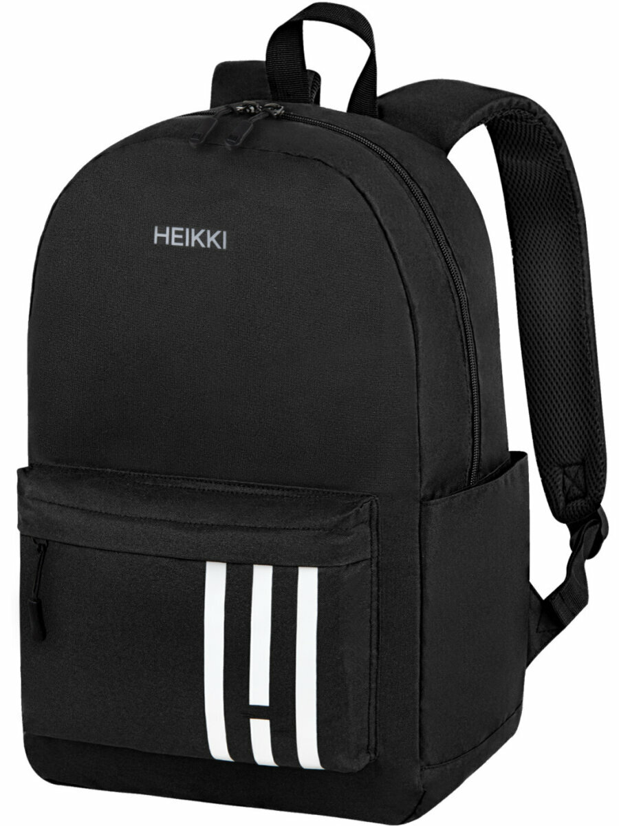 Рюкзак мужской женский, школьный спортивный городской, для подростка черный, 43х30х16 см, Heikki, 273860