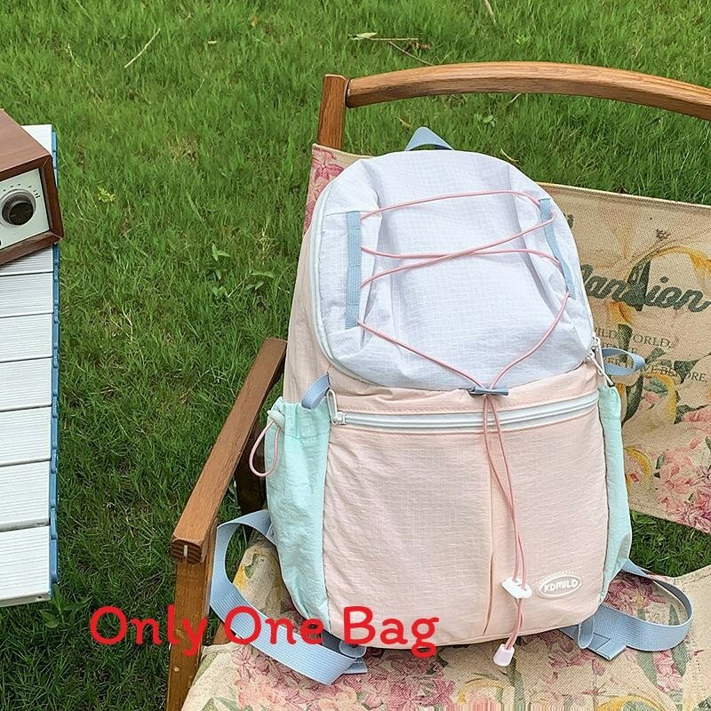 Fresh style nylon рюкзак с изогнутыми плечевыми ремнями для коротких поездок и школы розовый