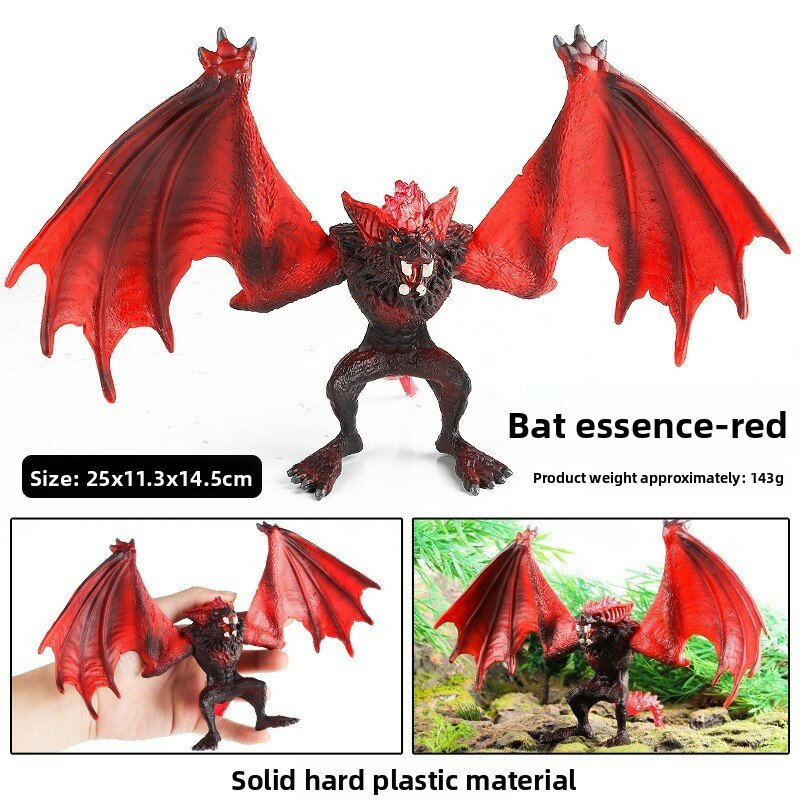 Bat spirit stone bull monster spitfire flying dragon animal model for haunted events, red