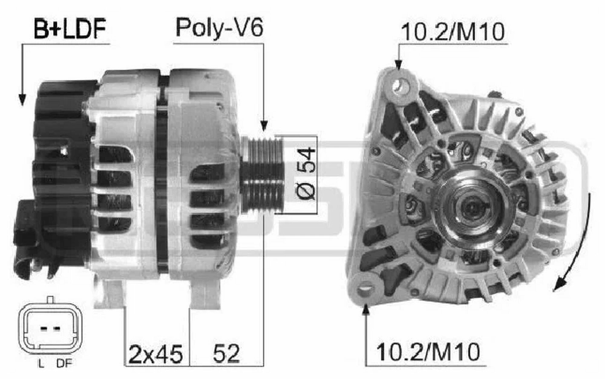 Генератор ERA 210604, для Citroen C4, Peugeot 307/407, 1.4-2.0