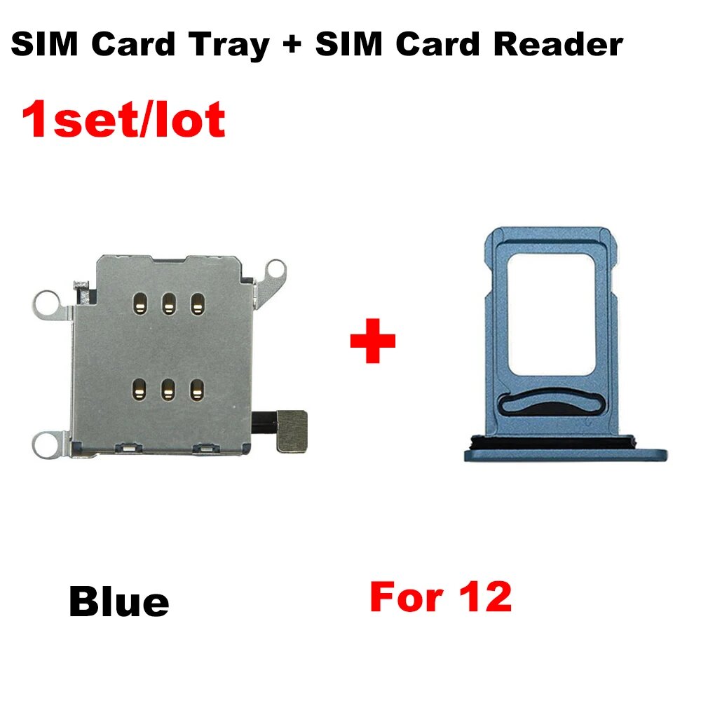 1 комплект гнездо держателя для считывателя лотка для SIM-карты для IPhone 12 Pro Max двойной адаптер слота для SIM-карты гибкие запасные части для кабеля For 12 Blue