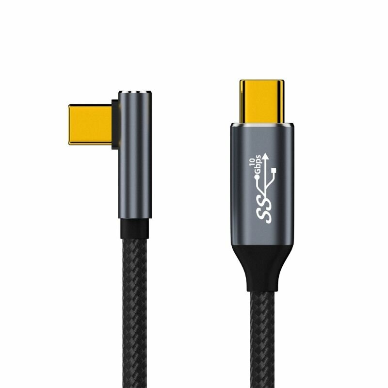 Кабель USB C 3.1 Gen 2, тип 90 градусов, шнур 100 Вт, видеовыход 4K, 60 Гц, 5 А, зарядный провод для питания планшетного ПК