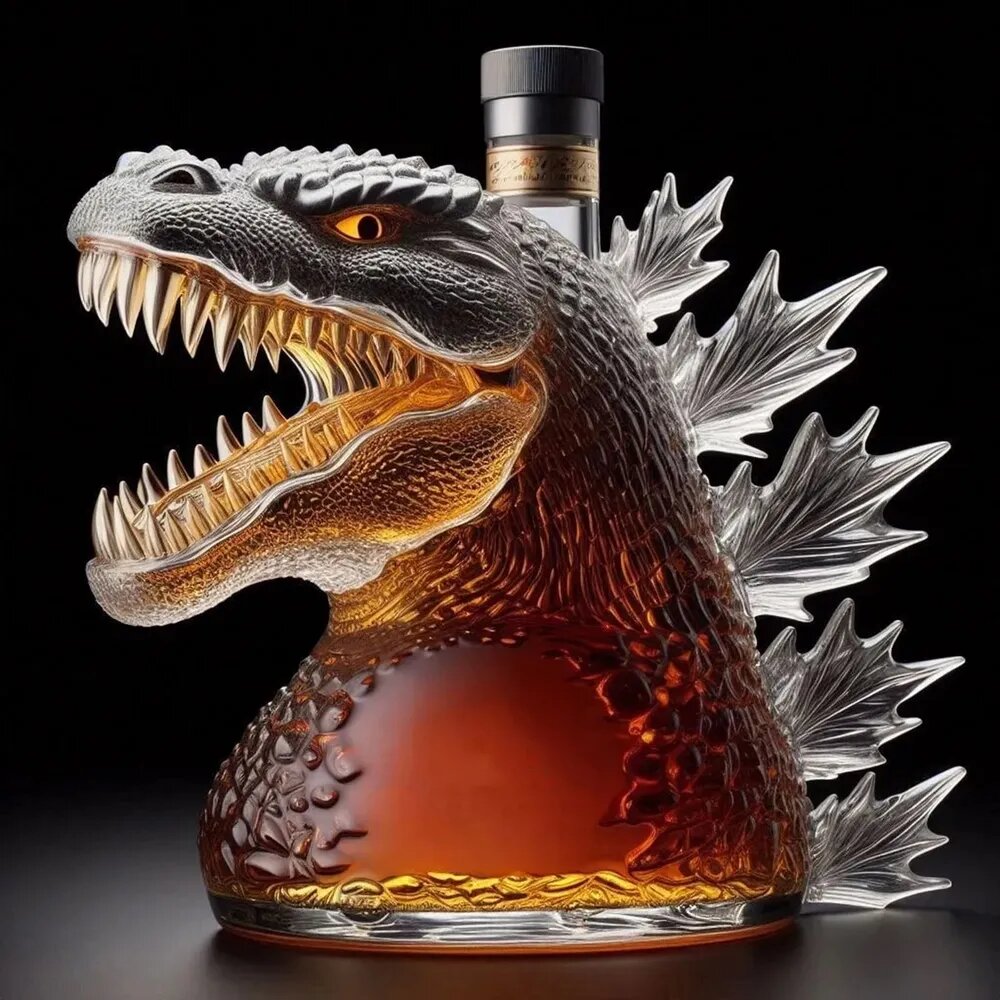 Godzilla 70th Anniversary Edition бутылка 0.32 л прозрачная для алкогольных напитков — фото 1