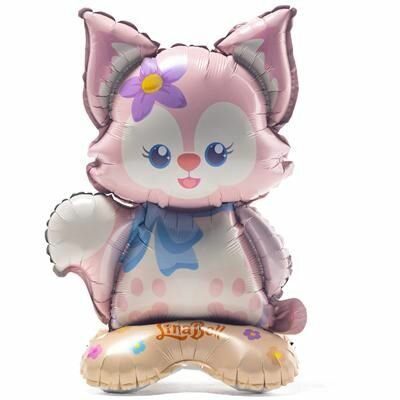Надувная фольгированная фигура весёлая затея "Фигура Air", Котенок с цветком, разноцветный, 23 дюйма